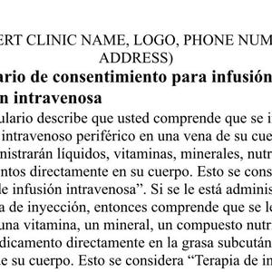 IV and IM Spanish Consent Form/formulario De Consentimiento Para ...
