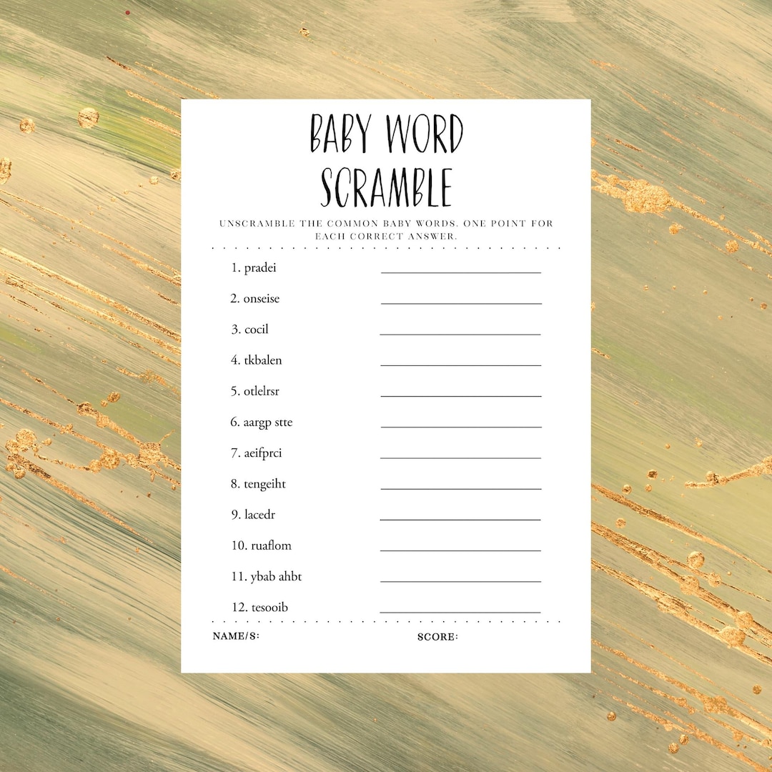 Baby Word Scramble Game, Printable Baby Shower Game, Unscramble Baby ...