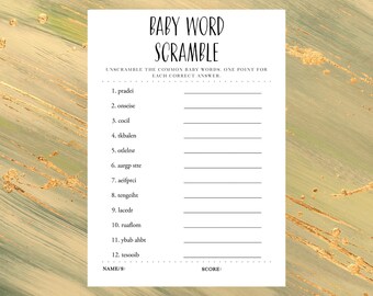 Baby Shower-printable Word Scramble Game - Etsy