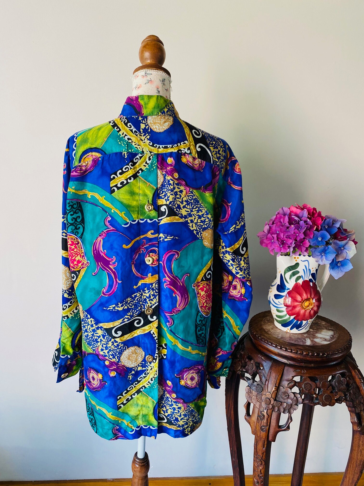 Colourfull Late Eighties Shirt in 100 Pct Silk Made in - Etsy