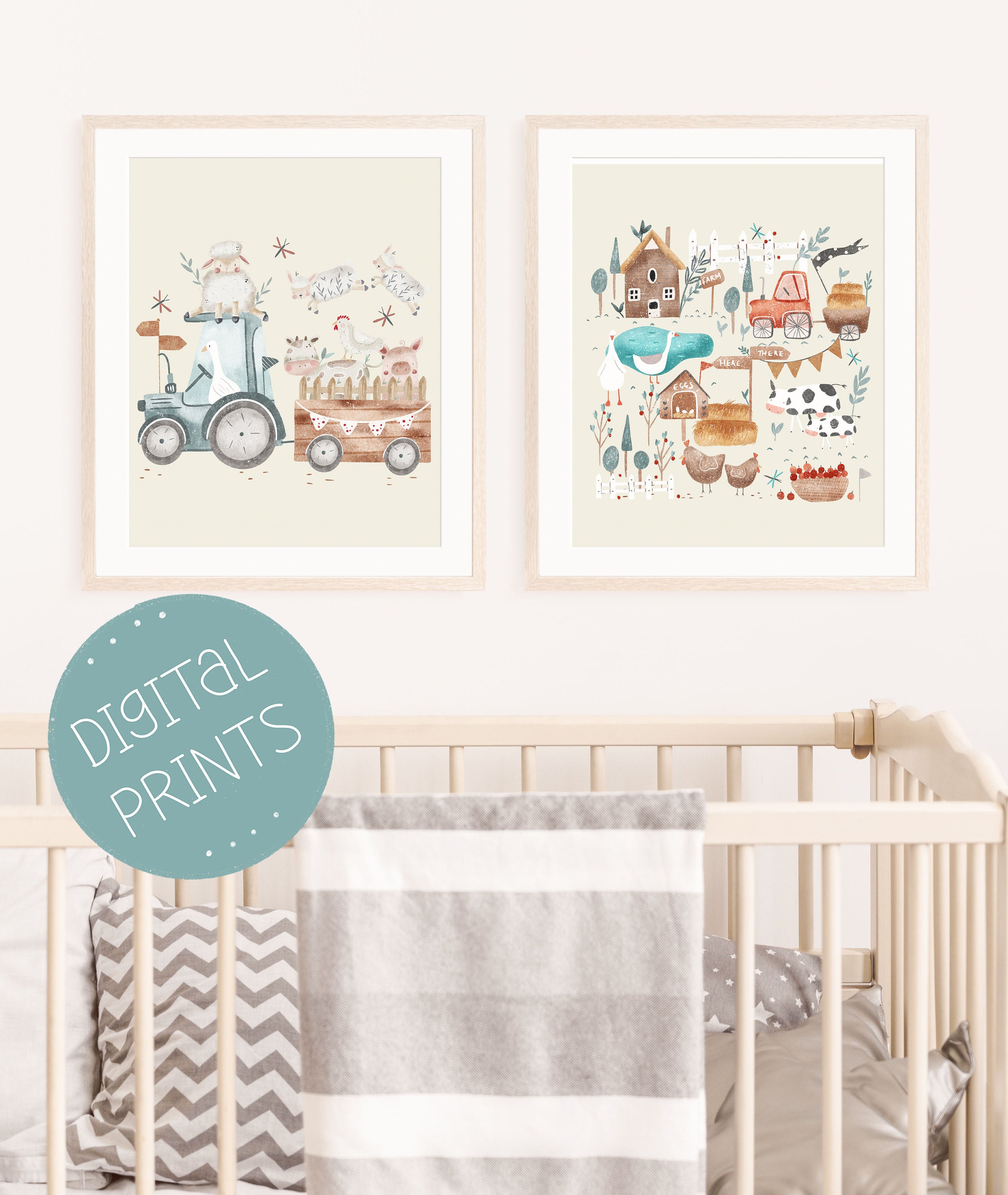 SET OF TWO Prints Farm Nursery Print Tractor Kids Print - Etsy