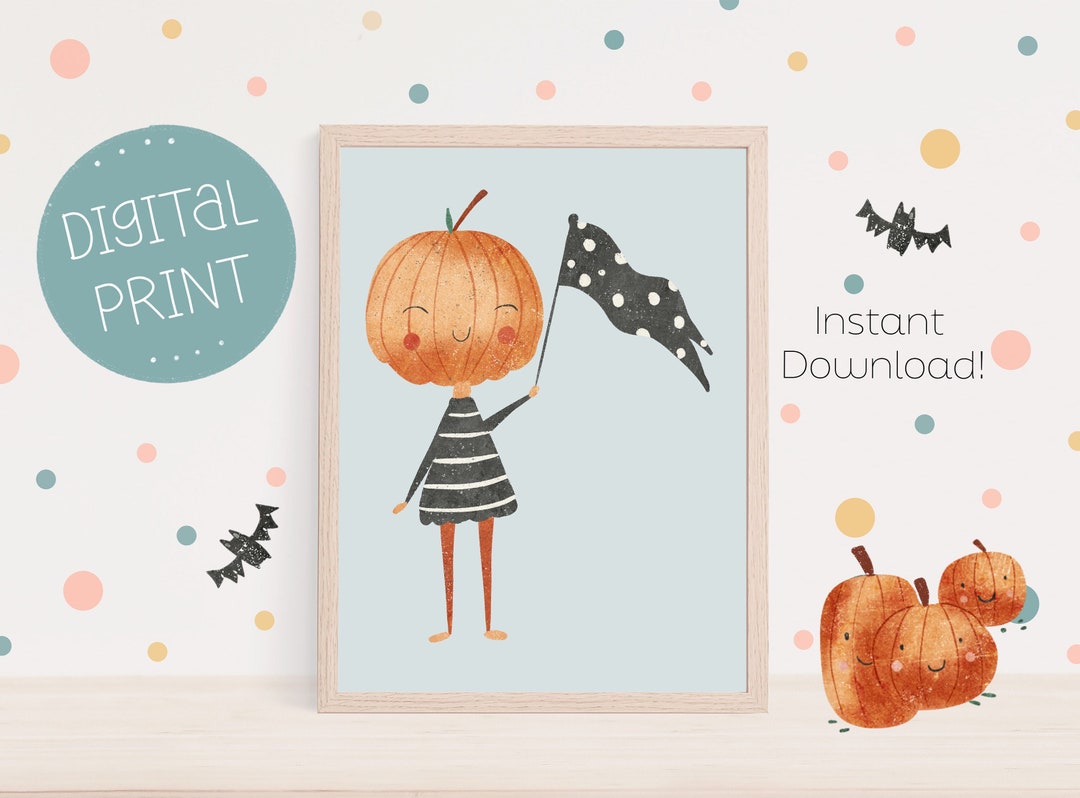 Cute Halloween Poster Halloween Printable Art Pumpkin Wall - Etsy