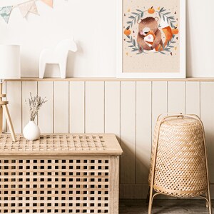 Printable Bear Wall Art, Printable Woodland Wall Art, Fall Nursery, Fox ...