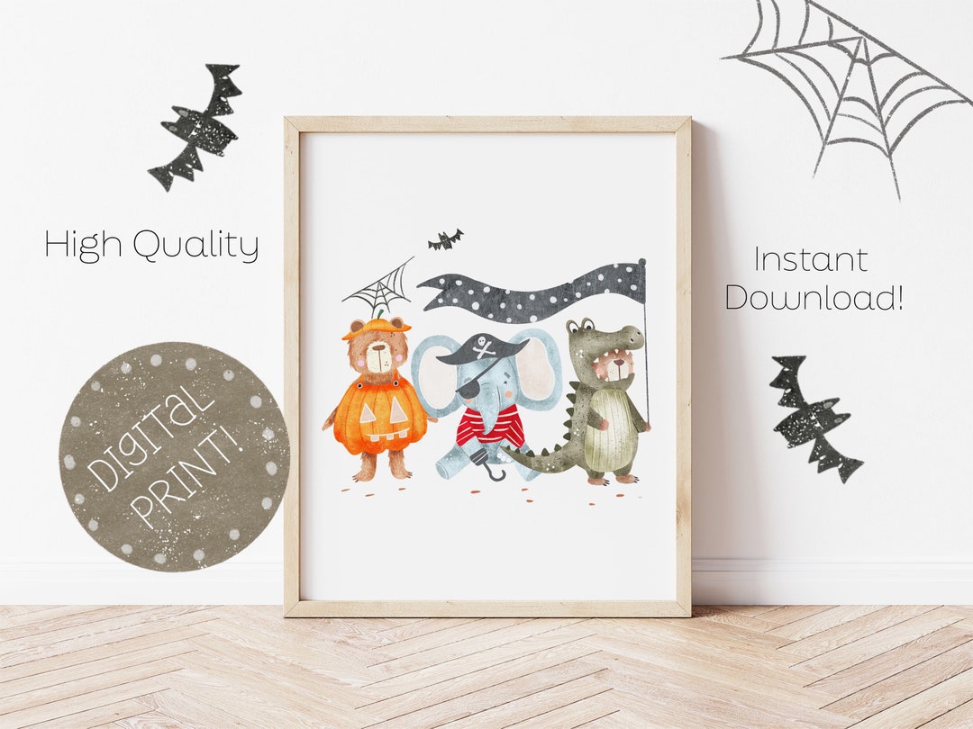 Cute Halloween Poster, Halloween Printable Art, Kids Halloween Wall Art ...