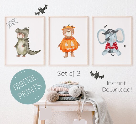Set of 3 Prints Cute Halloween Poster Halloween Printable - Etsy