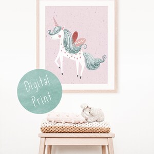 Unicorn Digital Print, Fairytale Nursery Decor, Unicorn Printable ...