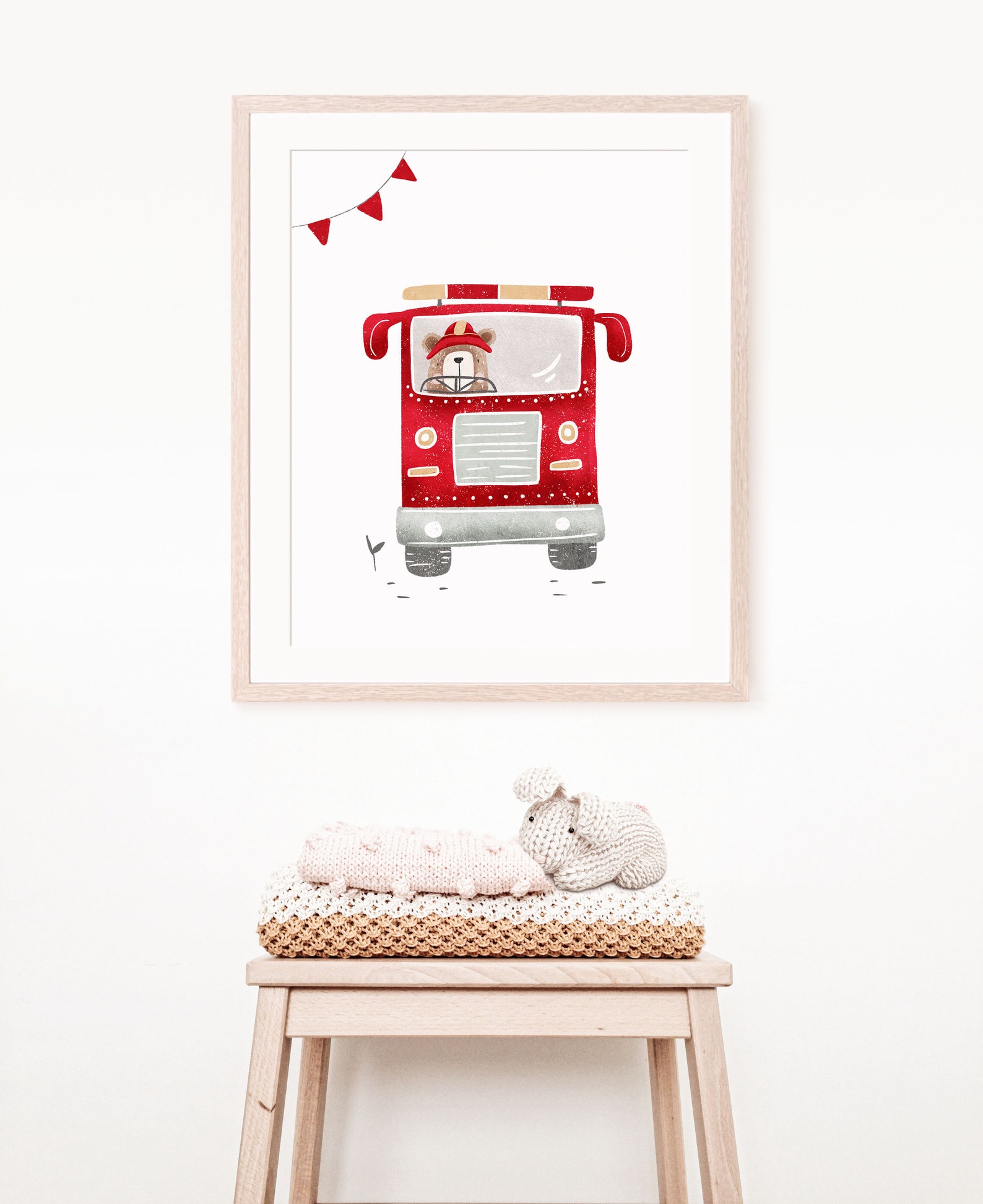 Fire Truck Print, Fire Engine Nursery Decor, Fireman Kids Print, Boy ...
