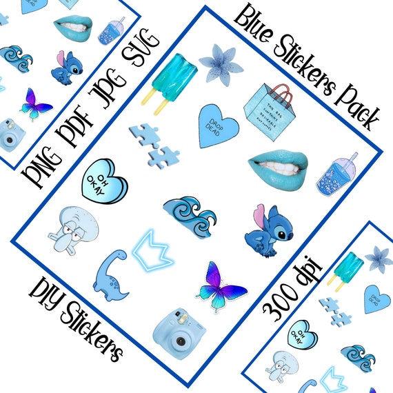 Printable Blue Sticker Pack Cool Blue Stickers Laptop Water - Etsy