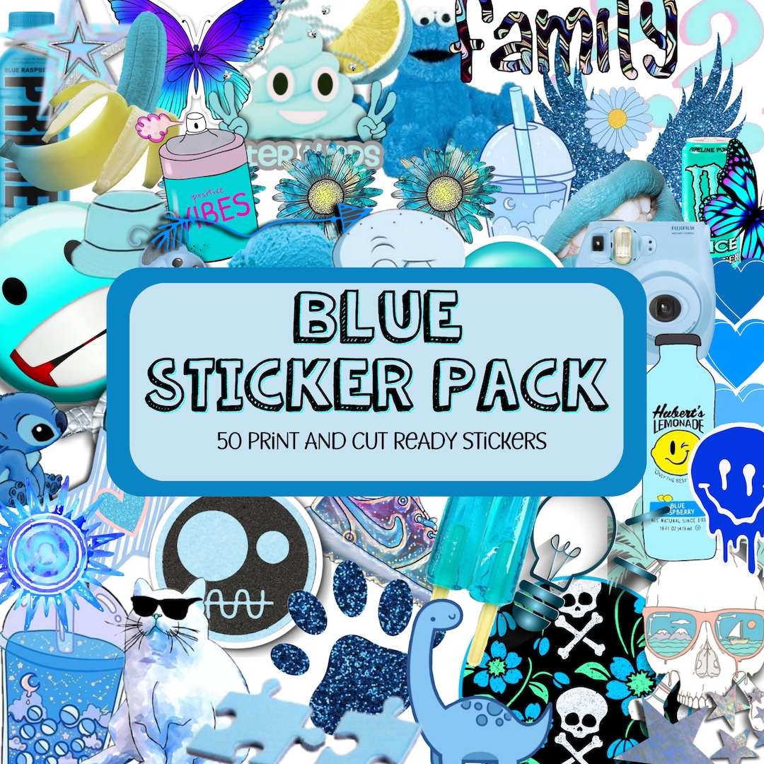 Blue Printable Sticker Pack for Scrapbooking, Digital Journaling, DIY ...