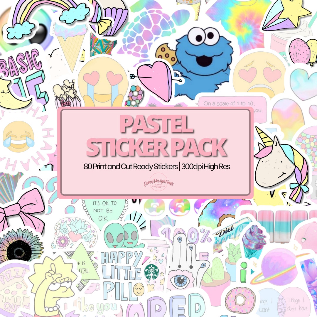 Pastel PNG Sticker Pack - Etsy 日本