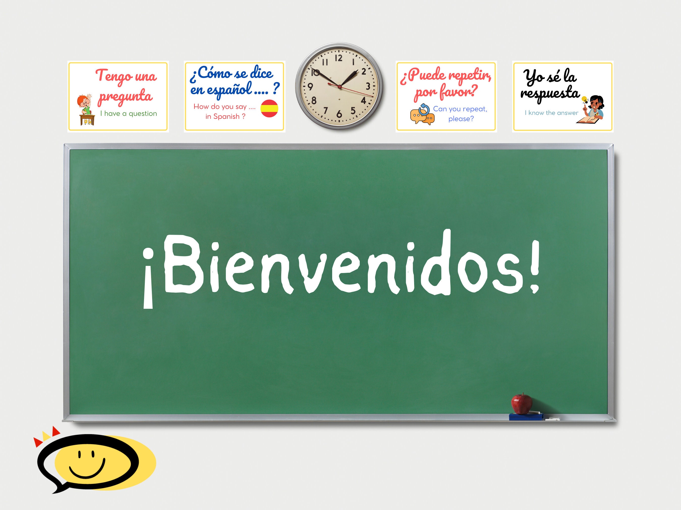 Spanish Classroom Phrases Printable Poster Set, Spanish Classroom Decor ...