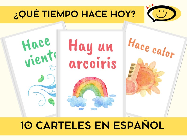 Weather Spanish Vocabulary Printable Posters, Weather in Spanish ...