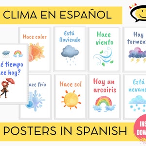Weather Spanish Vocabulary Printable Posters, Weather in Spanish ...