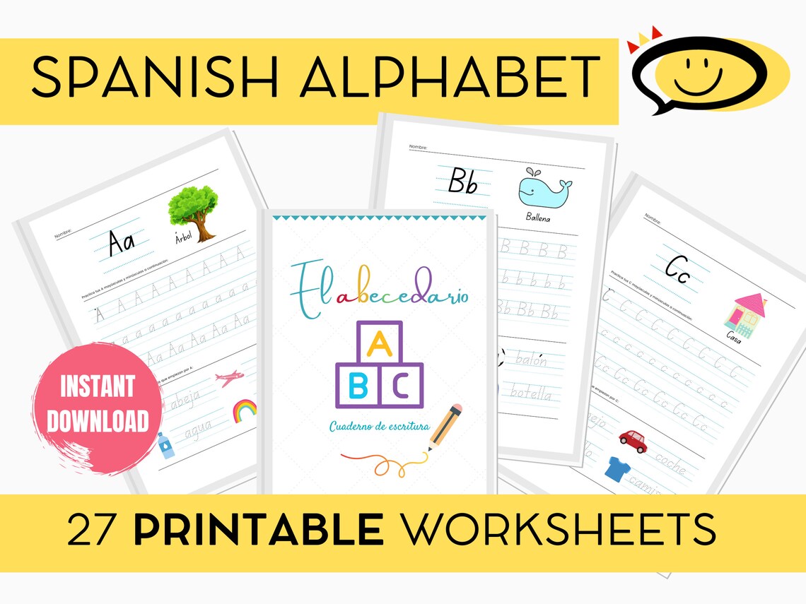 Spanish Alphabet Letter Tracing Spanish Alphabet Worksheets - Etsy