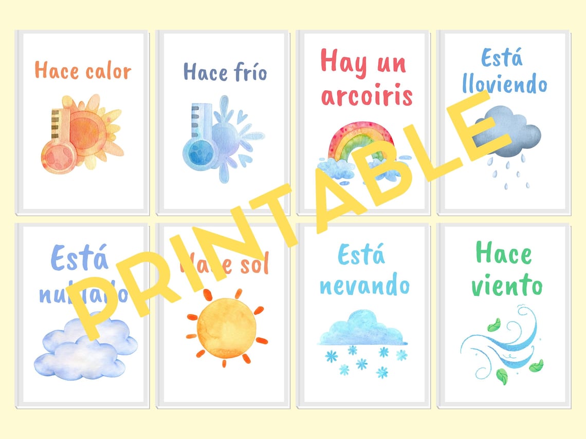 Weather Spanish Vocabulary Printable Posters, Weather in Spanish ...