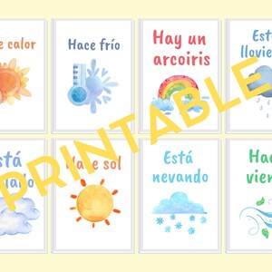 Weather Spanish Vocabulary Printable Posters, Weather in Spanish ...