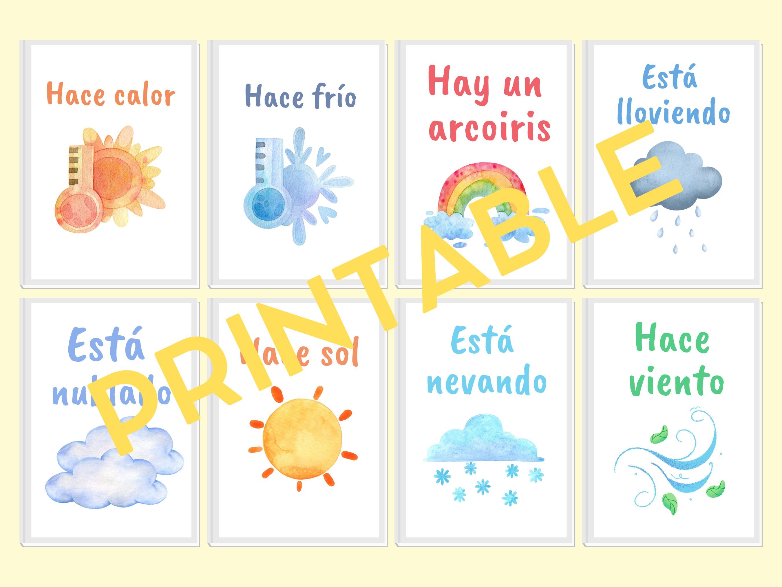 Weather Spanish Vocabulary Printable Posters, Weather in Spanish ...