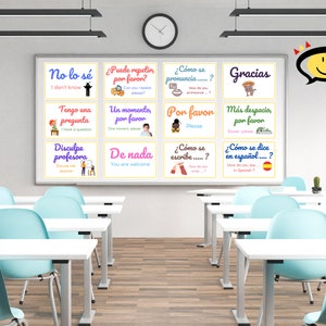 Spanish Classroom Phrases Printable Poster Set, Spanish Classroom Decor ...
