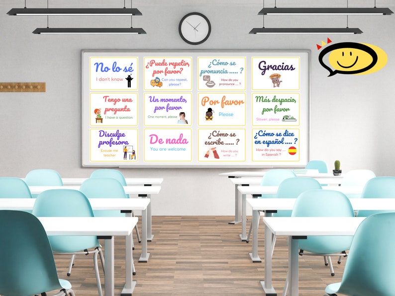 Spanish Classroom Phrases Printable Poster Set, Spanish Classroom Decor ...