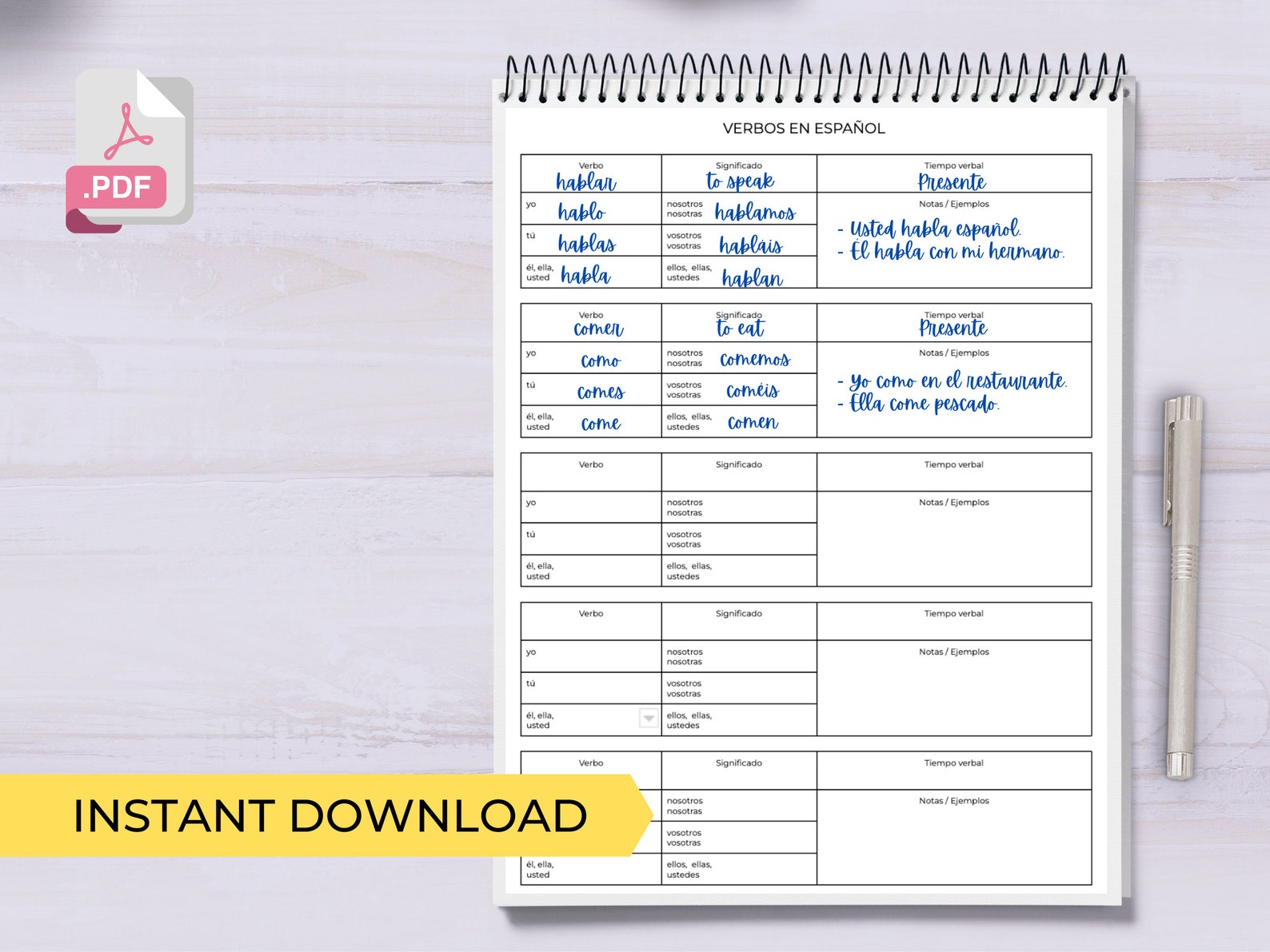 Spanish Verb Practice Study and Practice Pack Conjugation - Etsy