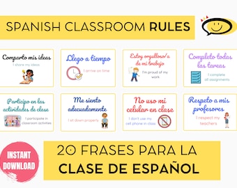 Spanish Classroom Phrases Printable Poster Set Spanish - Etsy