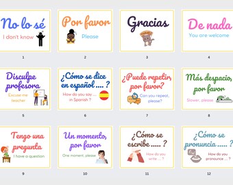 Spanish Classroom Phrases Printable Poster Set Print Fonts, Spanish ...