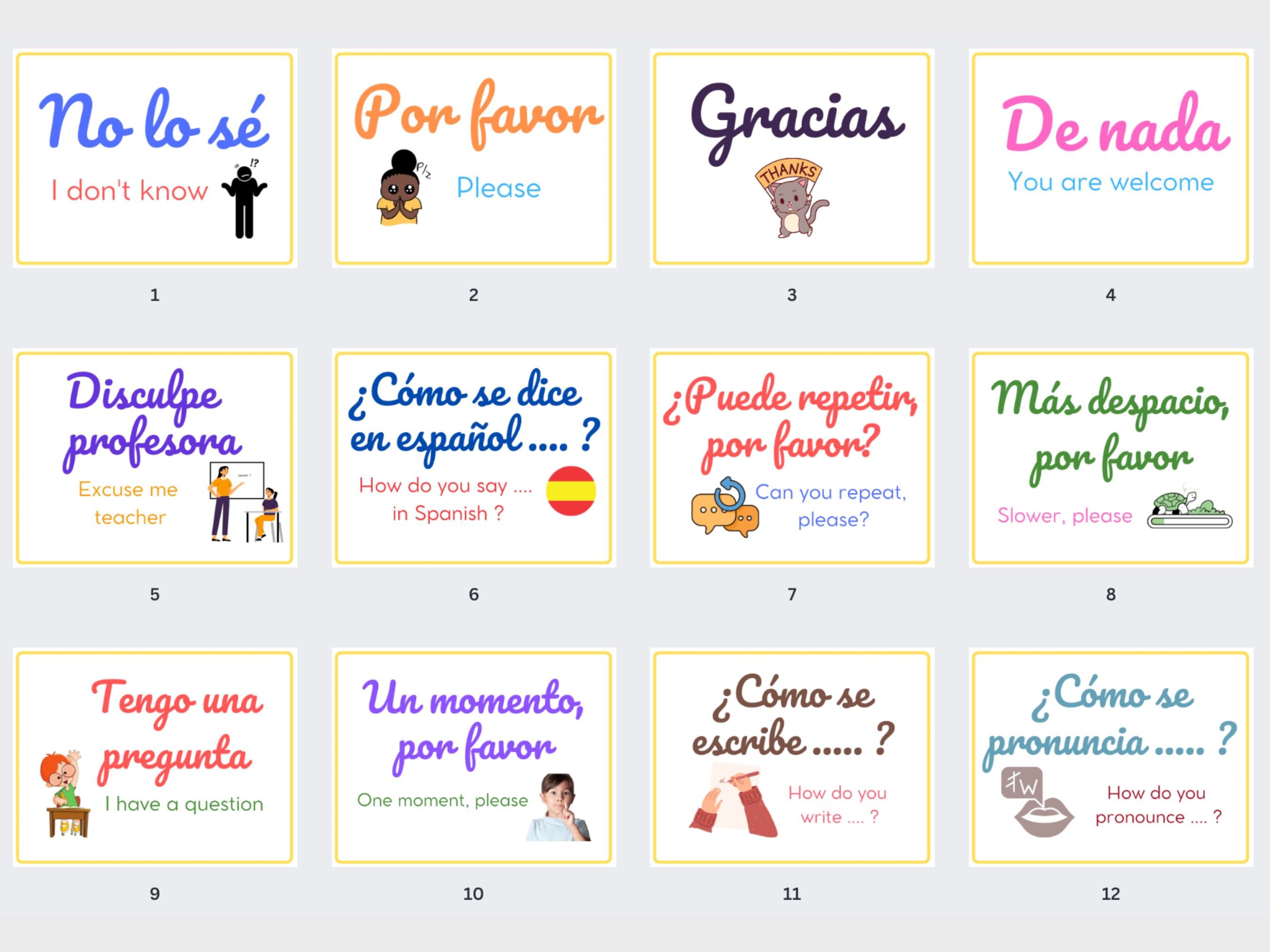 Spanish Classroom Phrases Printable Poster Set, Spanish Classroom Decor ...