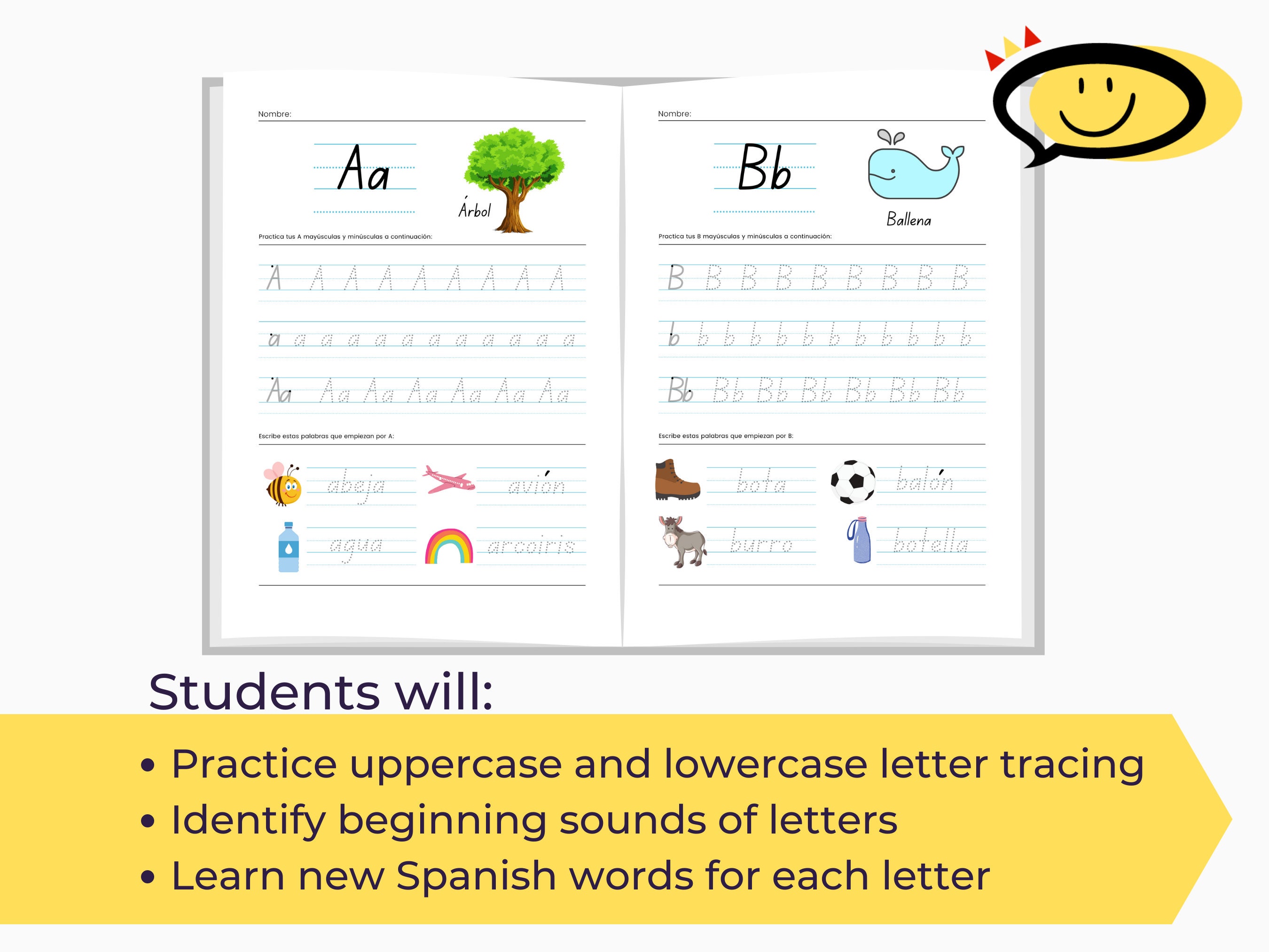Spanish Alphabet Letter Tracing Spanish Alphabet Worksheets Spanish ...