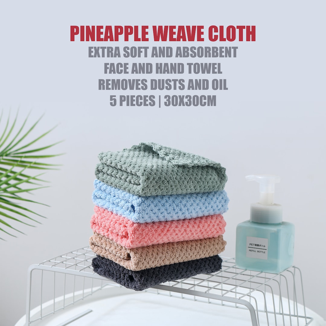 Microfiber Cleaning Cloth Bundle, Pineapple Weave, Coral Fleece ...
