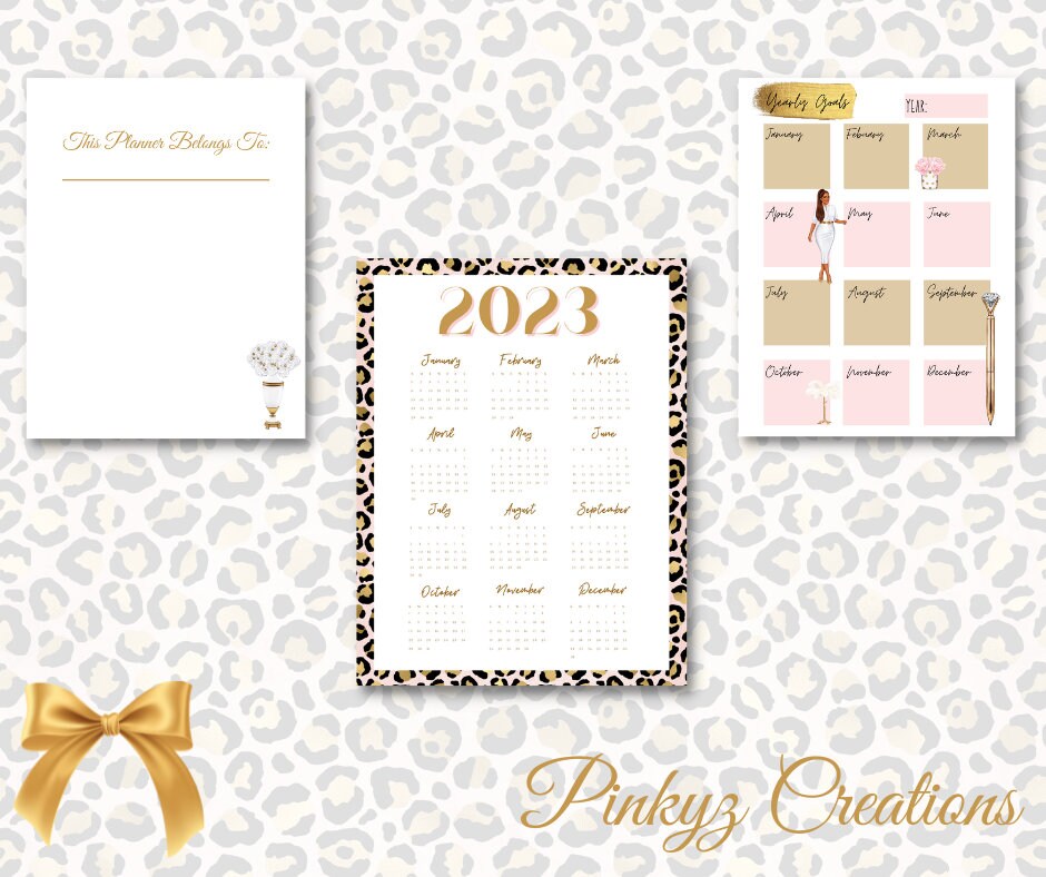 Printable Pink and Leopard Planner/calendar 2023 Digital Download ...