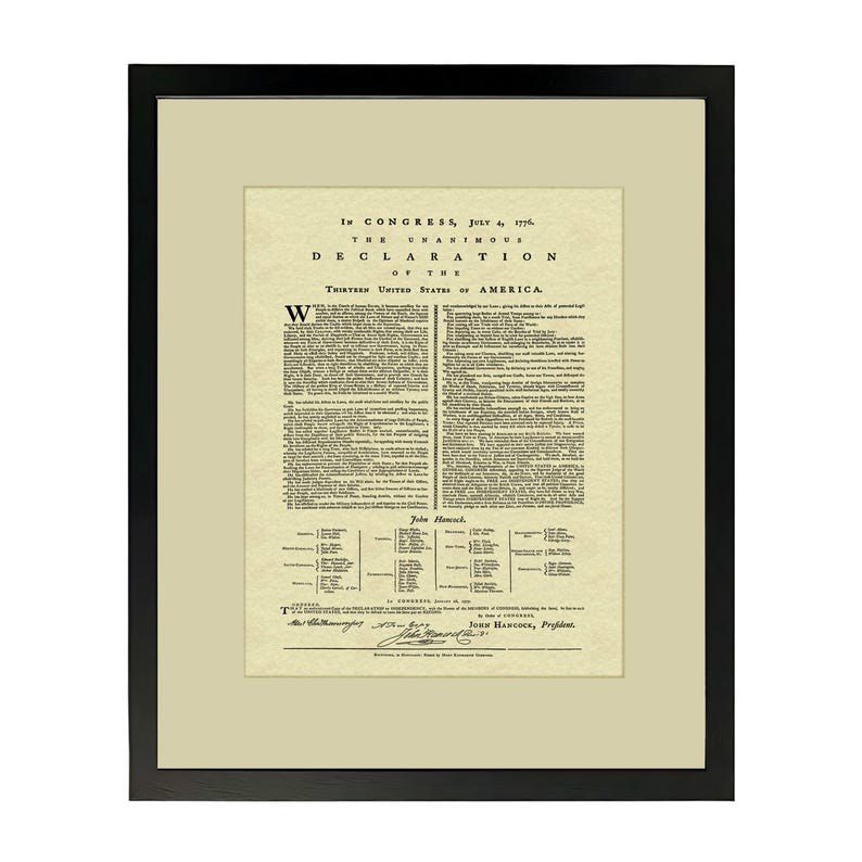 History Framed Wall Art: Declaration of Independence - Etsy