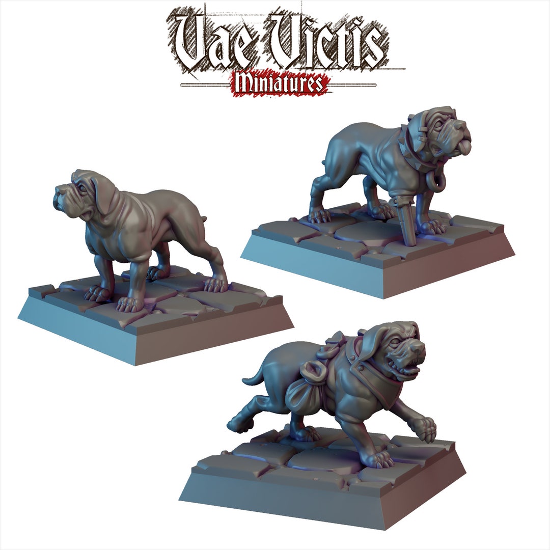 Hounds (3 Models) | E.g. for Broheim, Frostgrave, Forbidden Psalm ...