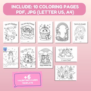 Unicorn Valentine's Day Coloring Pages for Toddlers (PDF) - Etsy