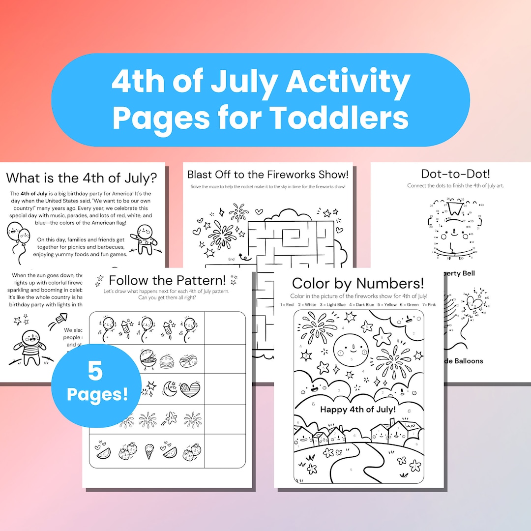 4th of July Fun and Educational Activity Pages for Toddlers - Etsy