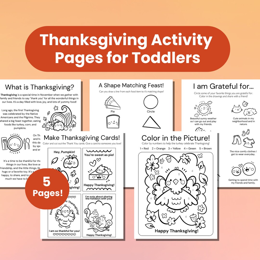 Thanksgiving Toddler Activity Pages: Educational Printables (digital ...