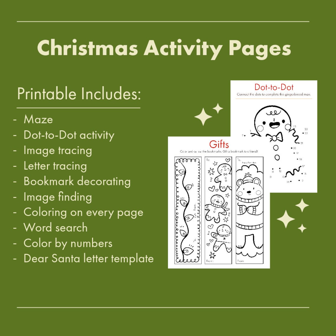 Printable Christmas Activity Pages for Pre-k and Kindergarten Kids - Etsy