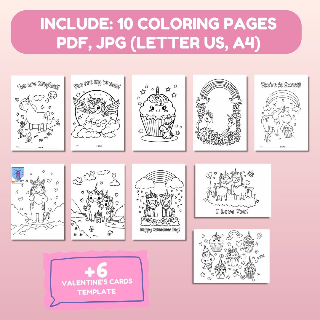Unicorn Valentine's Day Coloring Pages for Toddlers Magical Unicorn ...