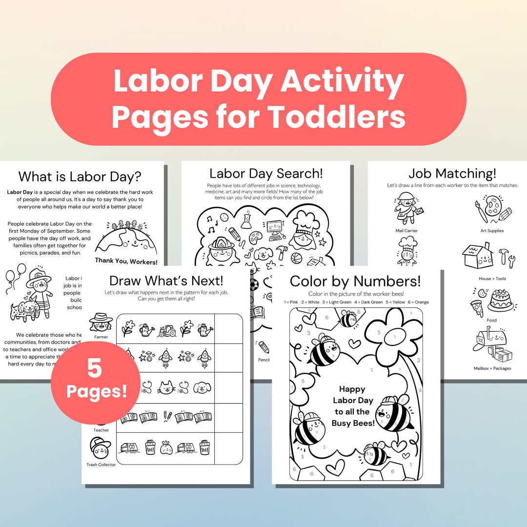 Fun and Educational Labor Day Kids Activity Sheets for Toddlers - Etsy