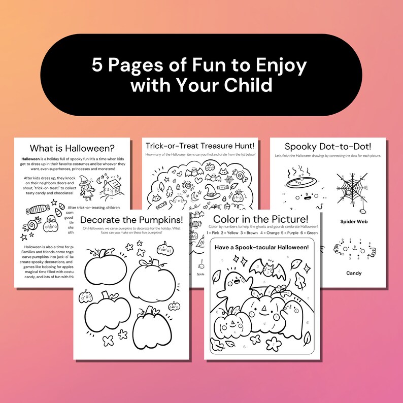 Fun Halloween Coloring Pages & Activity Bundle for Toddlers - Etsy