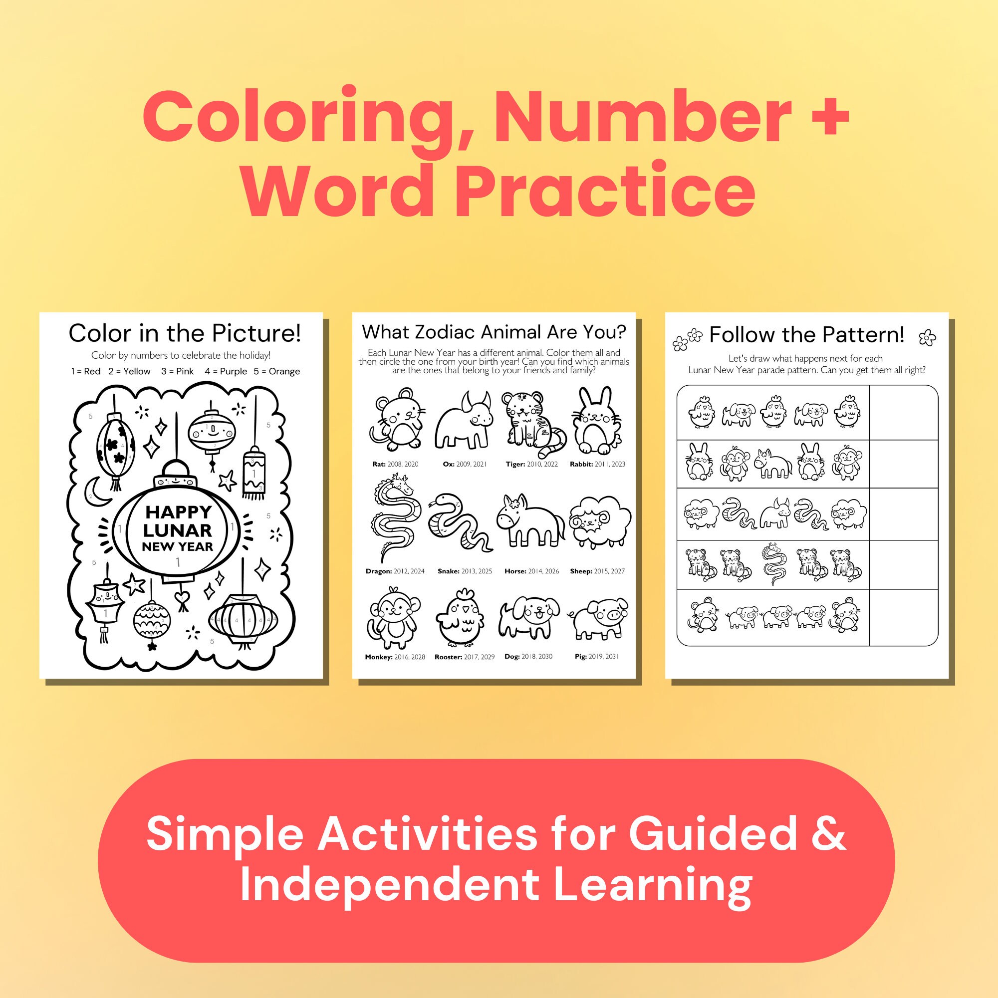 Fun and Educational Lunar New Year Worksheets and Activities for ...