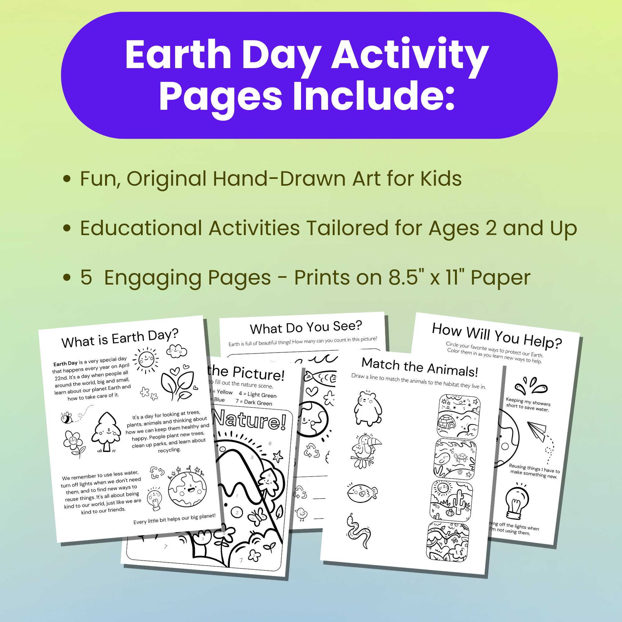 Engaging Earth Day Activity Pages for Toddlers - Fun Preschool and ...