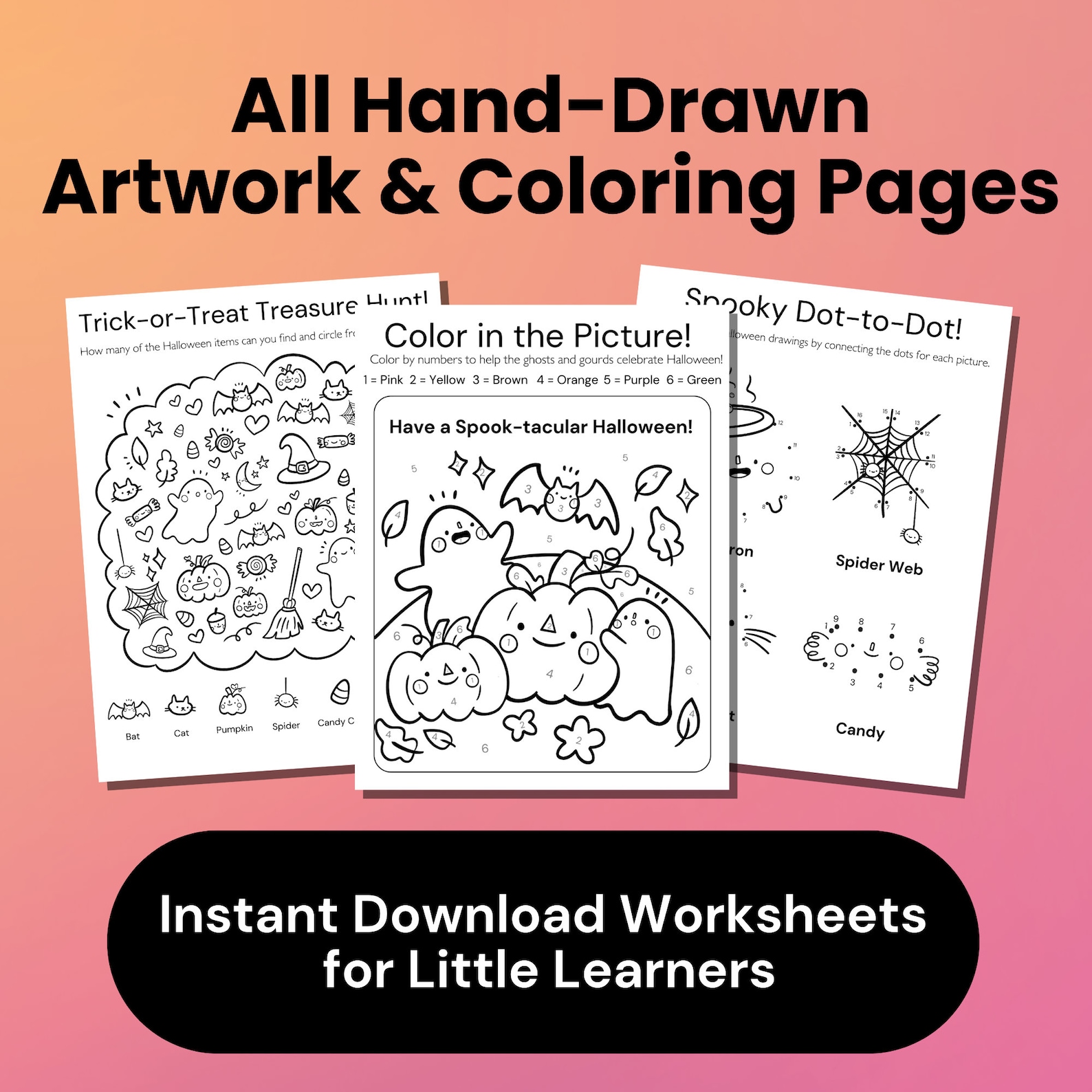 Fun Halloween Coloring Pages & Activity Bundle for Toddlers - Etsy