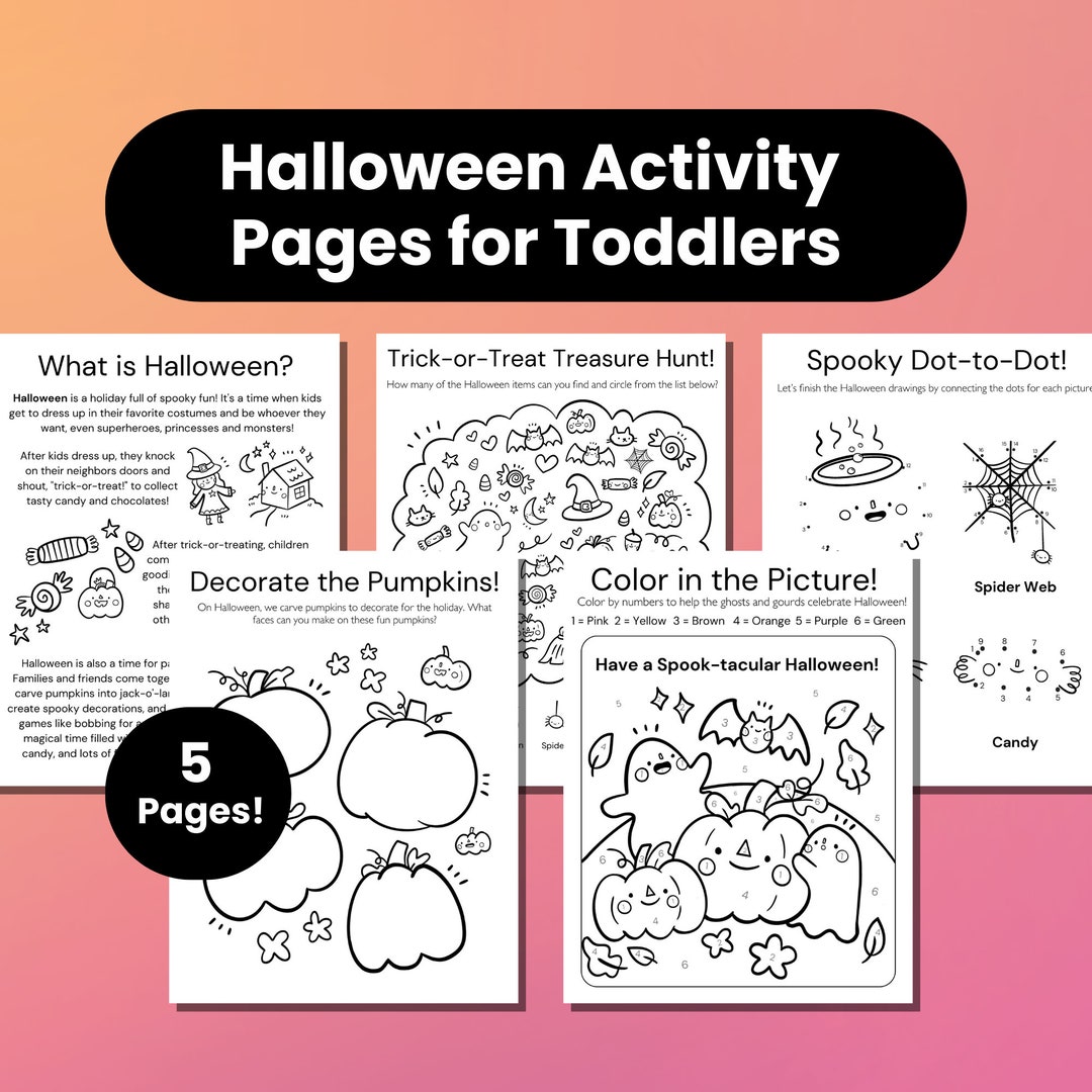 Fun Halloween Coloring Pages & Activity Bundle for Toddlers - Etsy