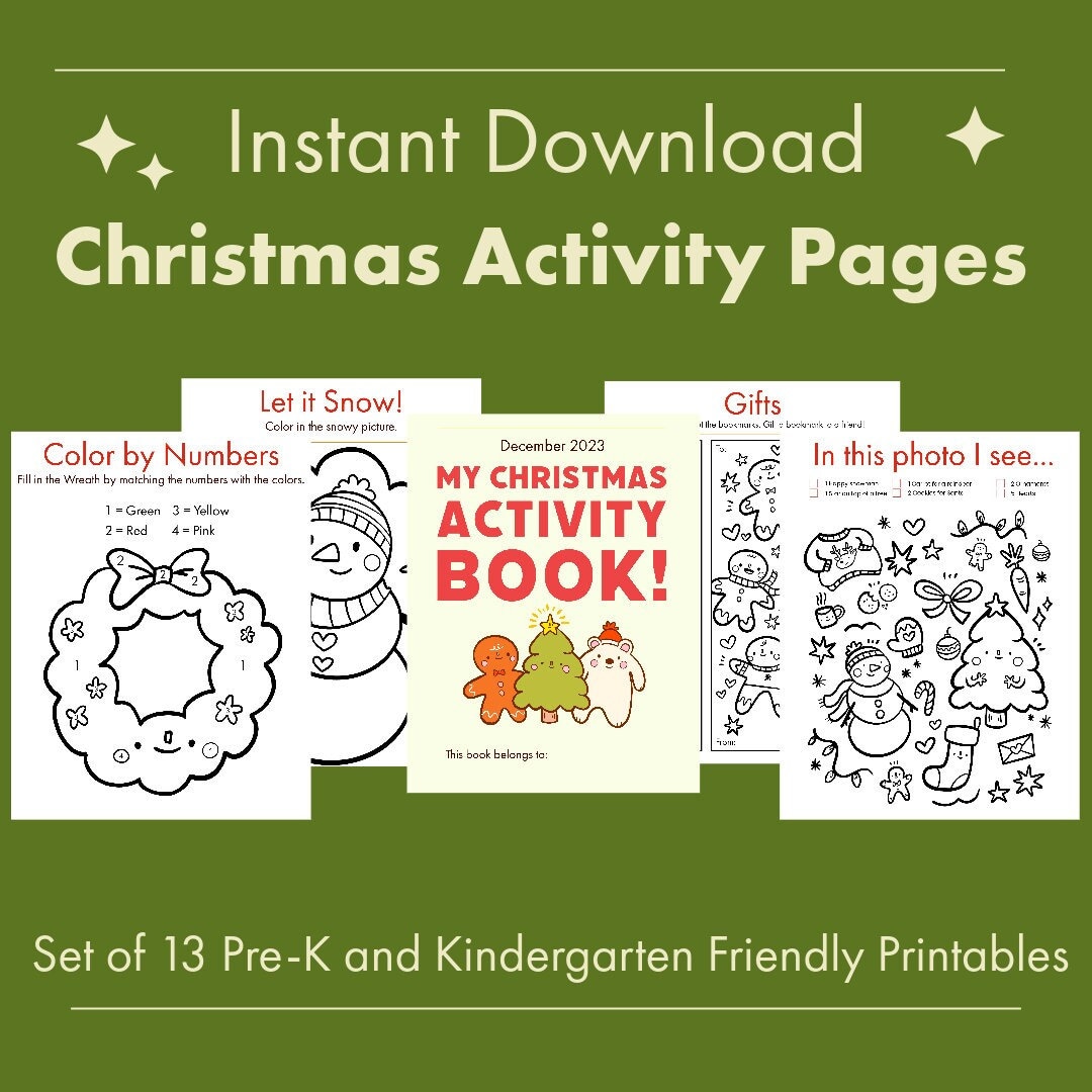 Printable Christmas Activity Pages for Pre-k and Kindergarten Kids - Etsy