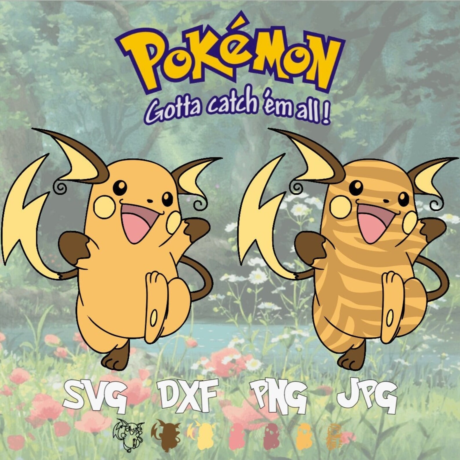 Pokémon SVG Raichu DXF PNG Digital Cortar archivos capas - Etsy México