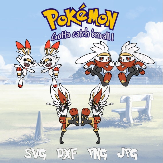 Pokémon TRIO Evolution Scorbunny Raboot Cinderace .svg .dxf | Etsy