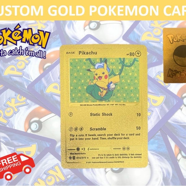 Gold Pikachu Card - Etsy