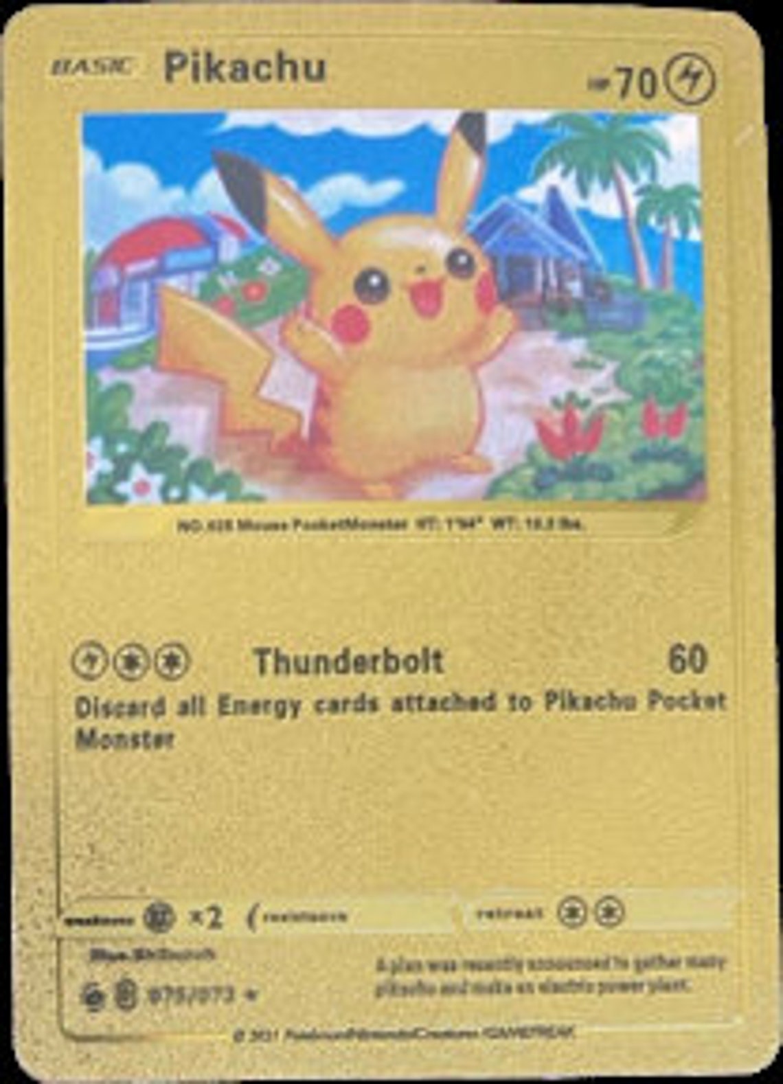 Pikachu HP70 Shiny Gold Custom Pokémon Card Rare Static - Etsy Australia