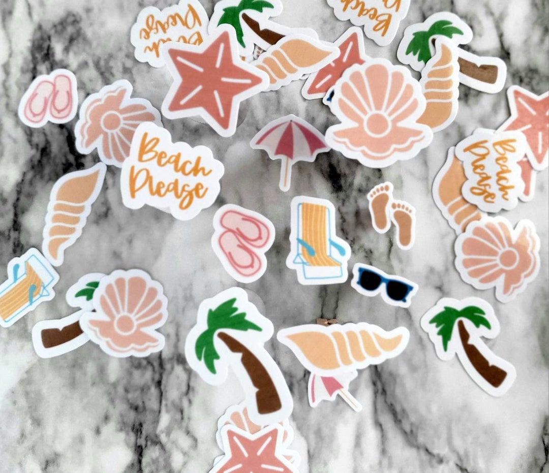 Small Beach Sticker Pack | 10 Beach Sticker Bundle | Beach Sticker Pack ...
