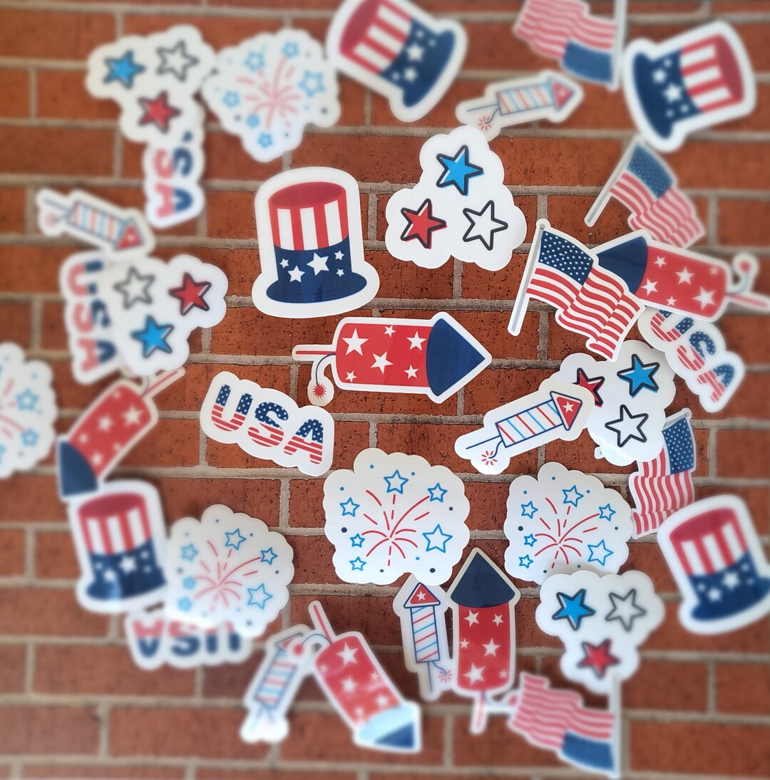 4th of July Sticker Pack Red, White, Blue Sticker Bundle Independence ...